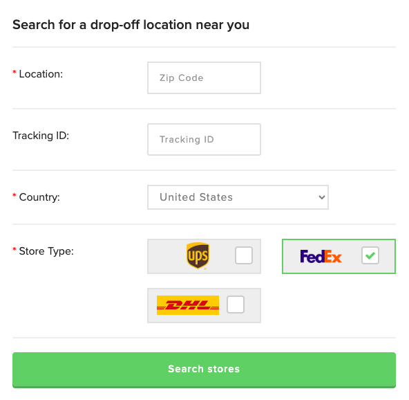Choose a Drop-off Location – Ship Sticks